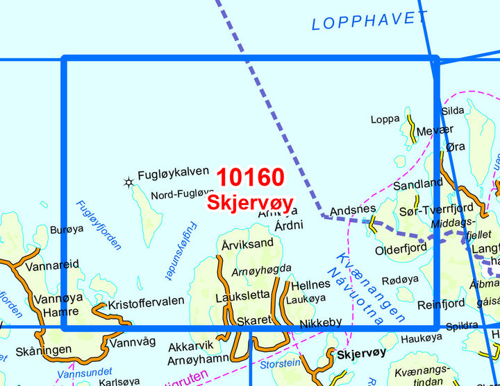 Hiking map # 10160 - Skjervoy (Norway) | Nordeca - Norge - Serien – La ...
